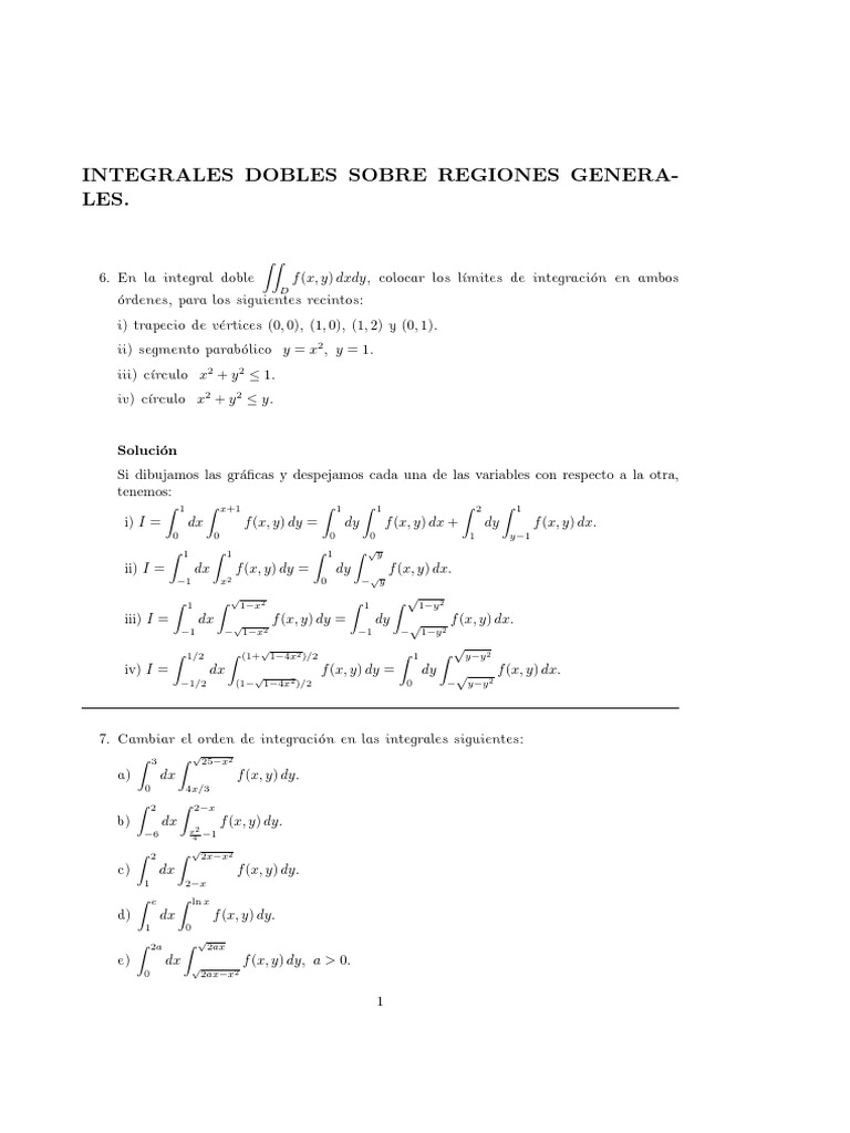 Integrales Dobles Generales | PDF | Integral | Matemática Elemental