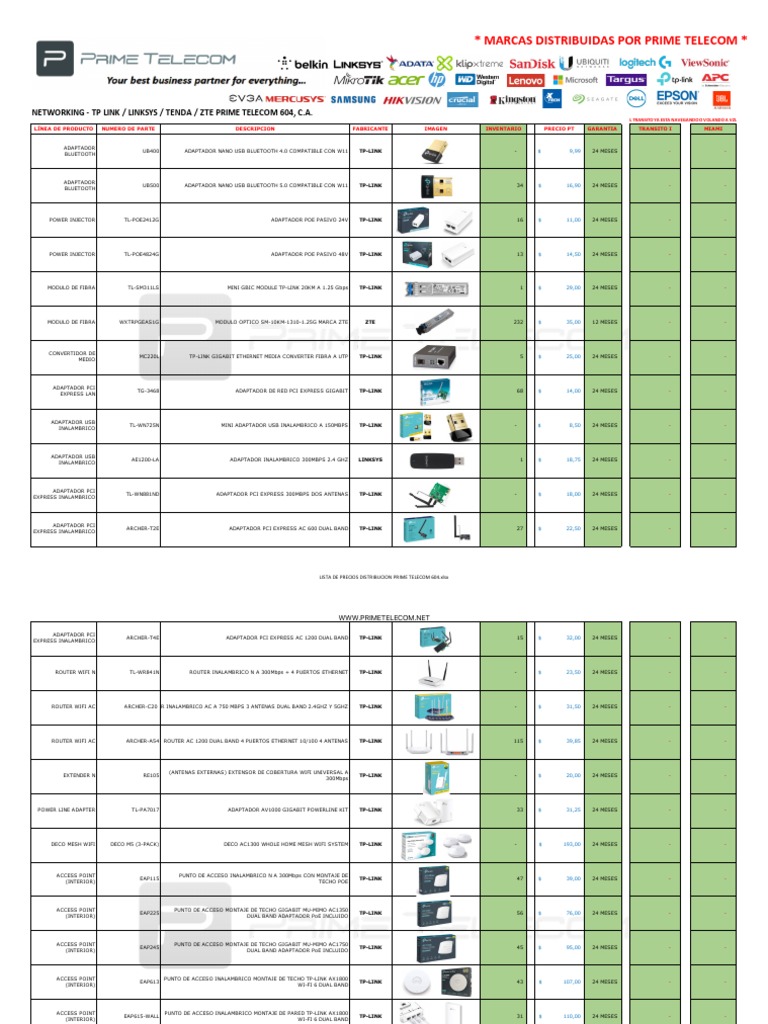 Mayo 15-Lista de Precios Distribucion Prime Telecom 604 | PDF