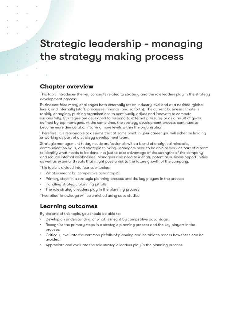 Strategic Leadership in Business Strategy | PDF | Strategic Management ...