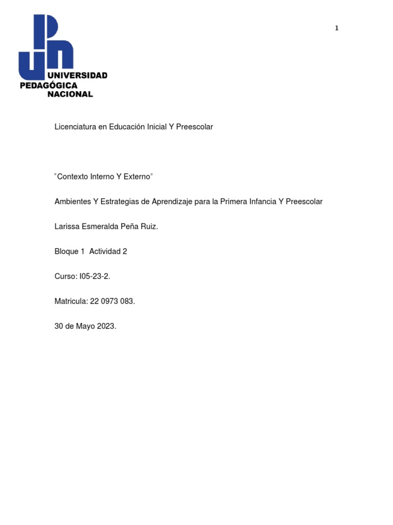 Contexto Interno Y Externo Act 2 Bloque 1 | Descargar gratis PDF ...