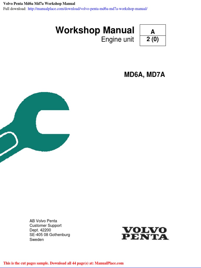 Volvo Penta Md6a Md7a Workshop Manual | PDF