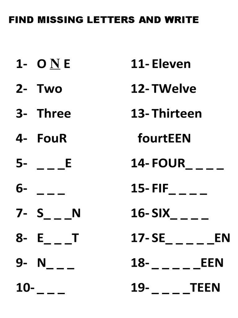 Number Word Puzzle for Kids | PDF