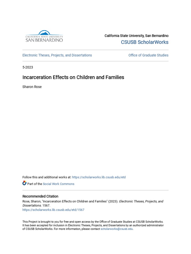 Incarceration Effects On Children and Families | PDF | Psychological ...