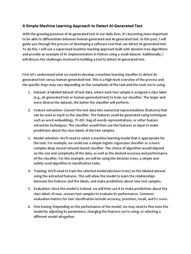 Detecting AI-Generated Text with ML | PDF | Machine Learning ...