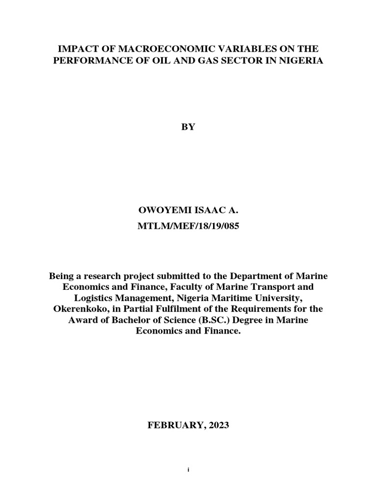 Owoyemi Isaac A The Implication of Macroeconomic Variables On Oil and ... Owoyemi Isaac A The Implication of Macroeconomic Variables On Oil and ...