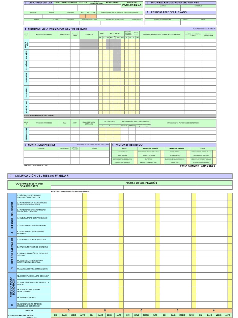 Ficha Familiar MSP para Imprimir | PDF