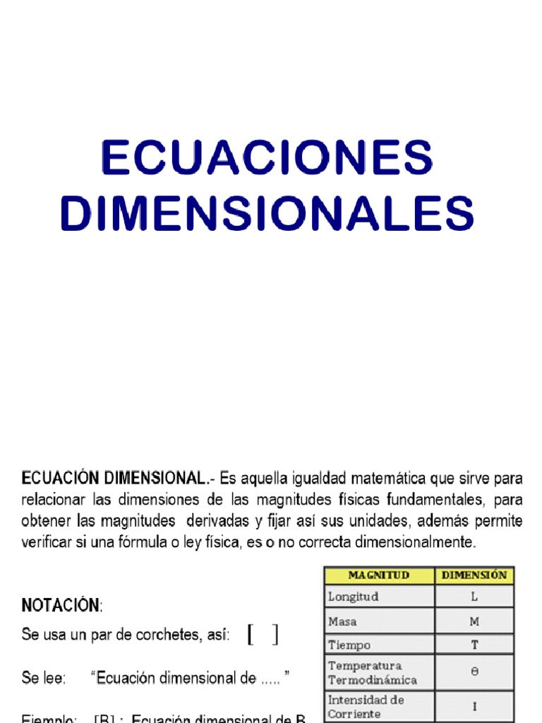 Ecuaciones Dimensionales | PDF