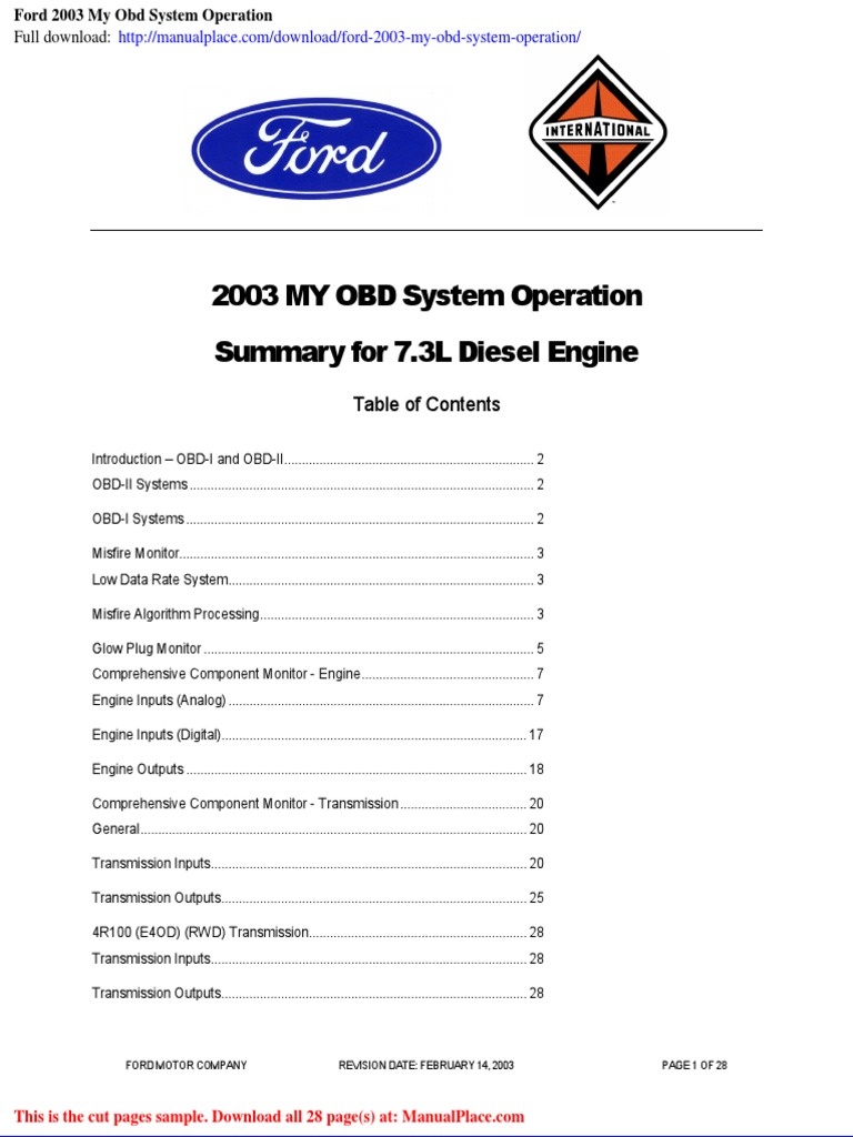 2003 Ford OBD System Overview | PDF | Automotive Industry | Mechanical ...