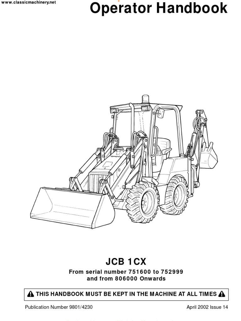 JCB 1cx Operators Manual | PDF | Loader (Equipment) | Manufactured Goods