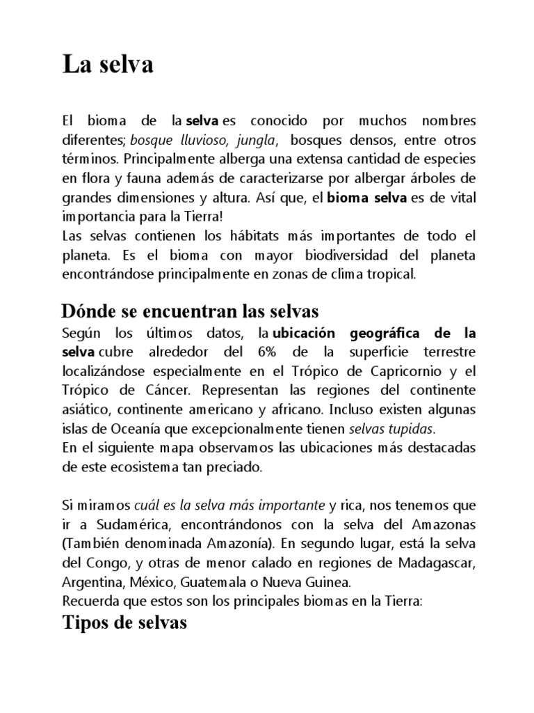 SELVA | PDF | Selva | Zona tropical