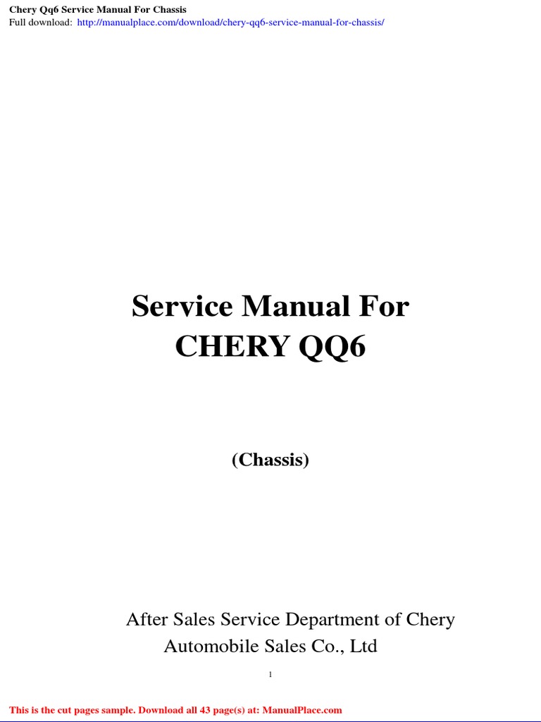 Chery Qq6 Service Manual For Chassis | PDF | Steering | Tire