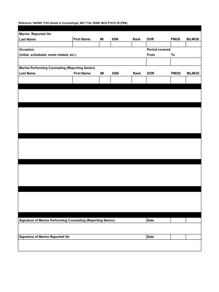 Main Form Navmc2795 Counseling Worksheet | PDF