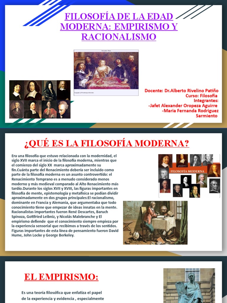 Filosofía de La Edad Moderna - Empirismo y Racionalismo | PDF | Racionalismo | Filosofía moderna