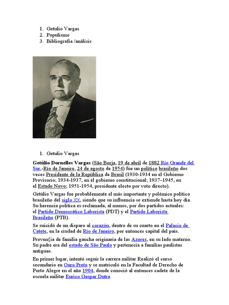 Getúlio Vargas: Su vida y legado político | PDF | Política | Historia