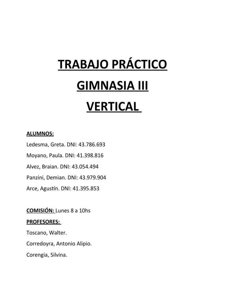 Técnica y Metodología de la Vertical | PDF | Mano | Gimnasia