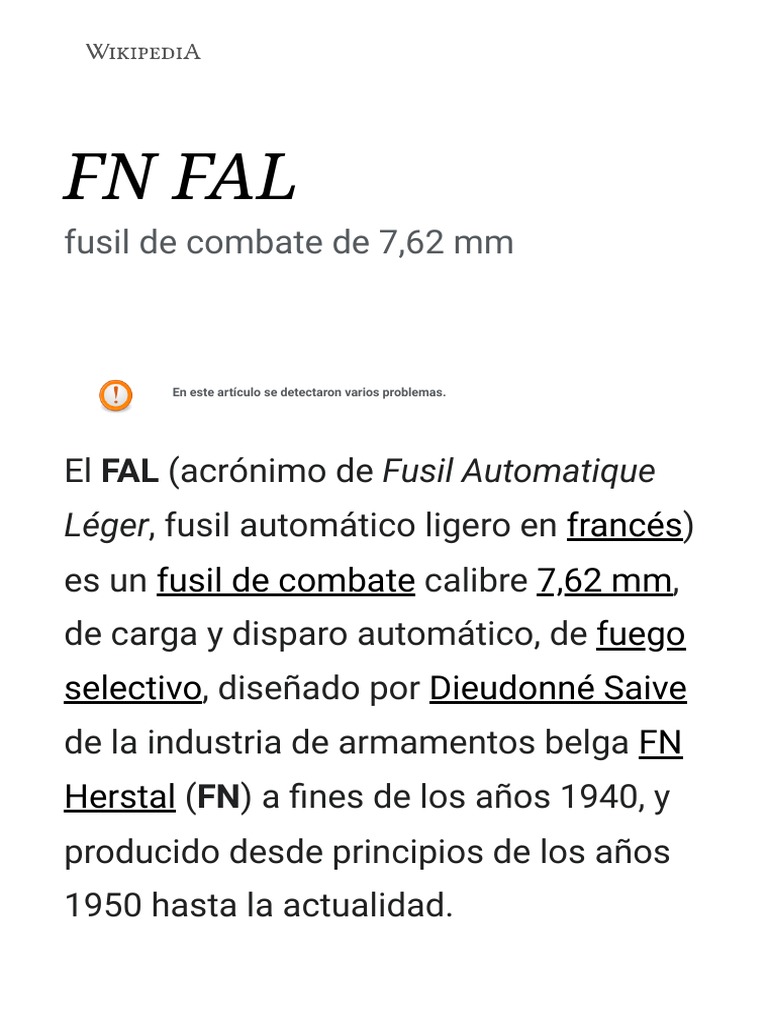 FN FAL - Wikipedia, la enciclopedia libre (1) | PDF