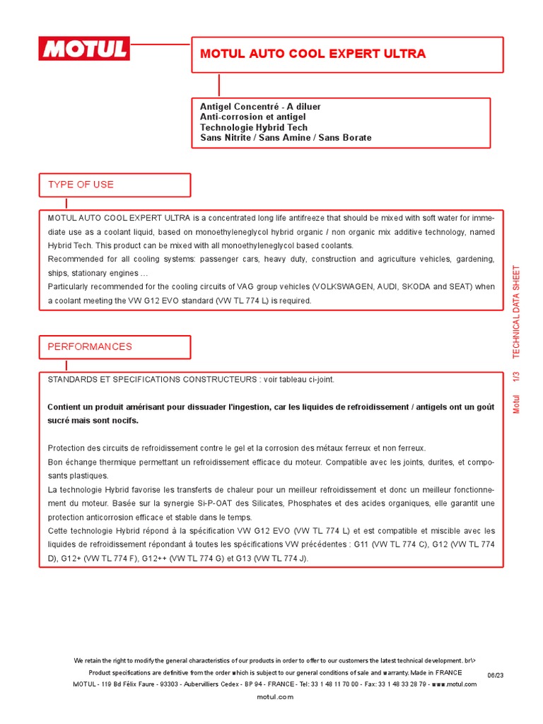 Auto Cool Expert Ultra en FR Motul 35467 20230629 | PDF
