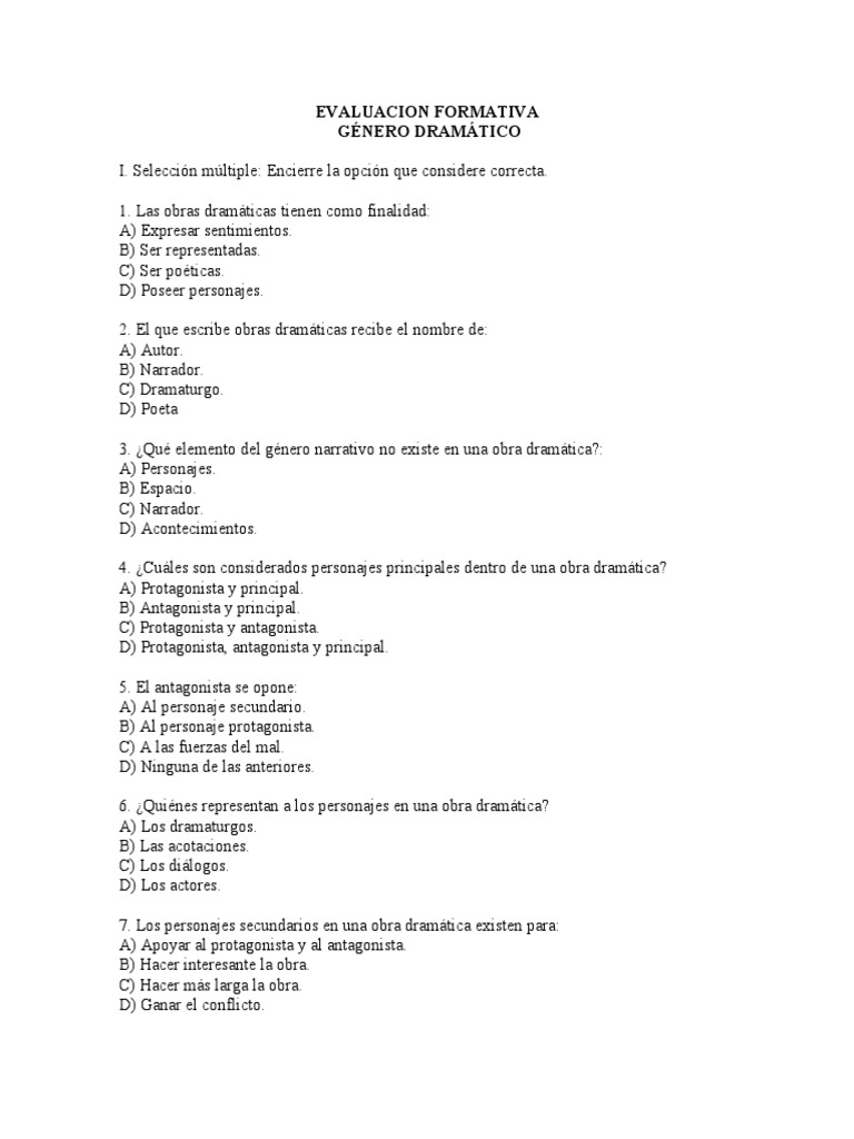 2020 Evaluacion Formativa Género Dramático | PDF | Narración