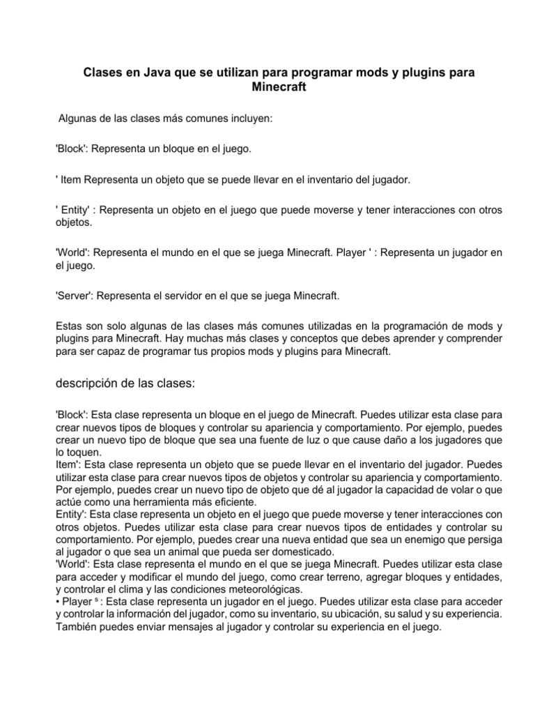 Clases en Java Que Se Utilizan para Programar Mods y Plugins para ...