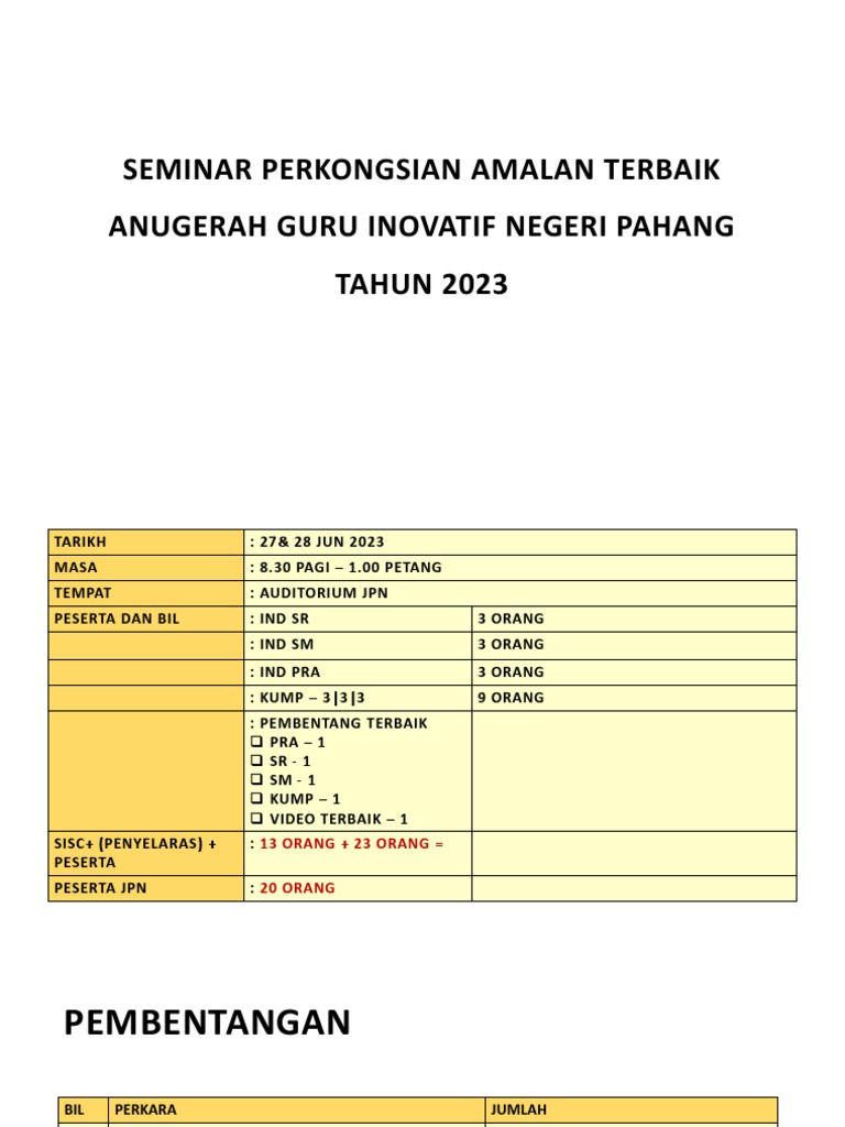 Seminar Perkongsian Amalan Terbaik Agi 2023 | PDF