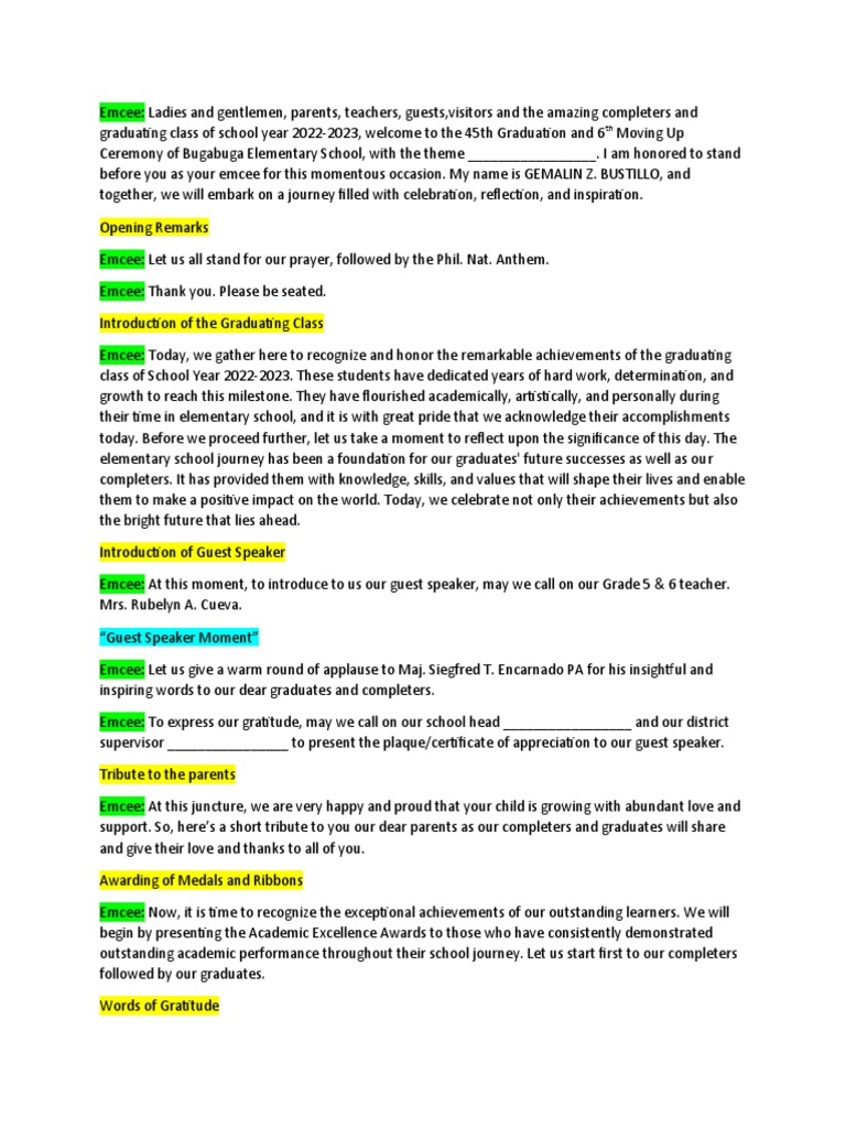 graduation script | PDF