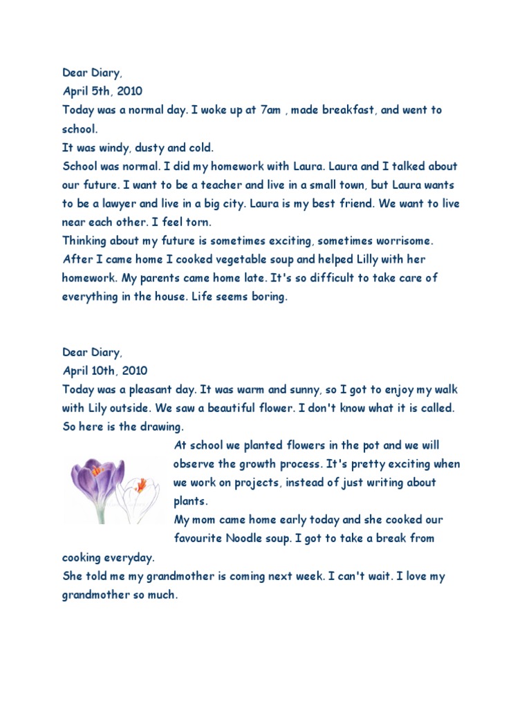 Diary sample өдрийг тэмдэглэл | PDF