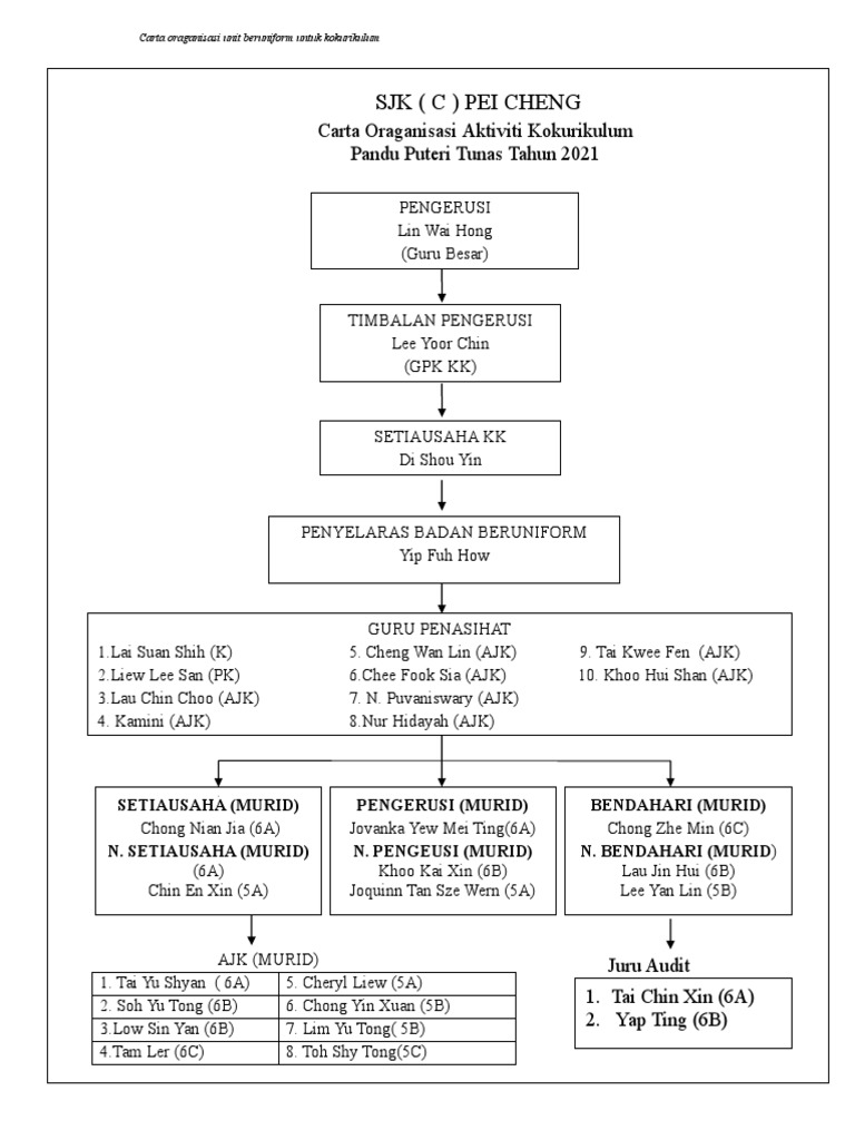 Carta Organisasi Unit KK 2021 Pandu Puteri | PDF
