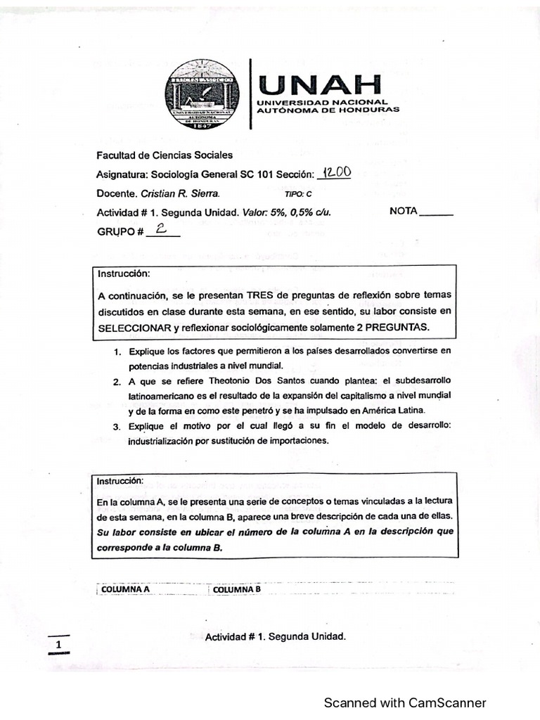 Actividad 1 Unidad 2 Sociologia | PDF