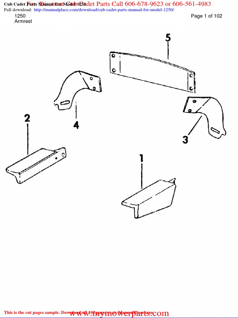 Cub Cadet Parts Manual For Model 1250 | PDF