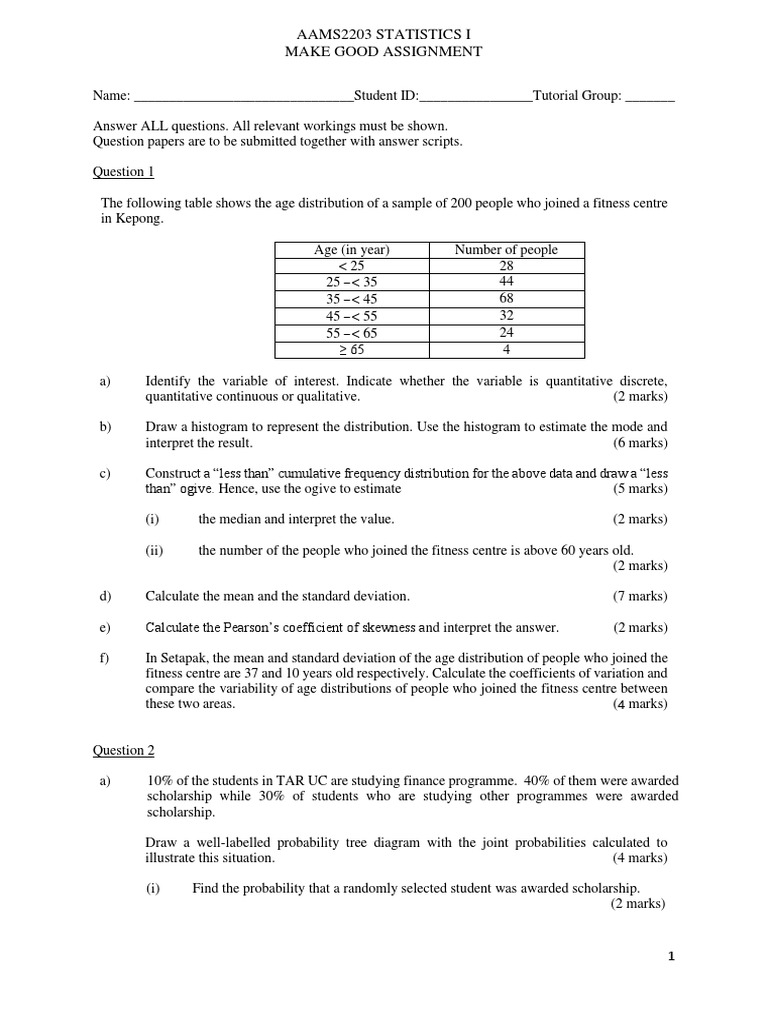 AAMS2203 Make Good Assignment | PDF | Statistical Models | Statistical Theory