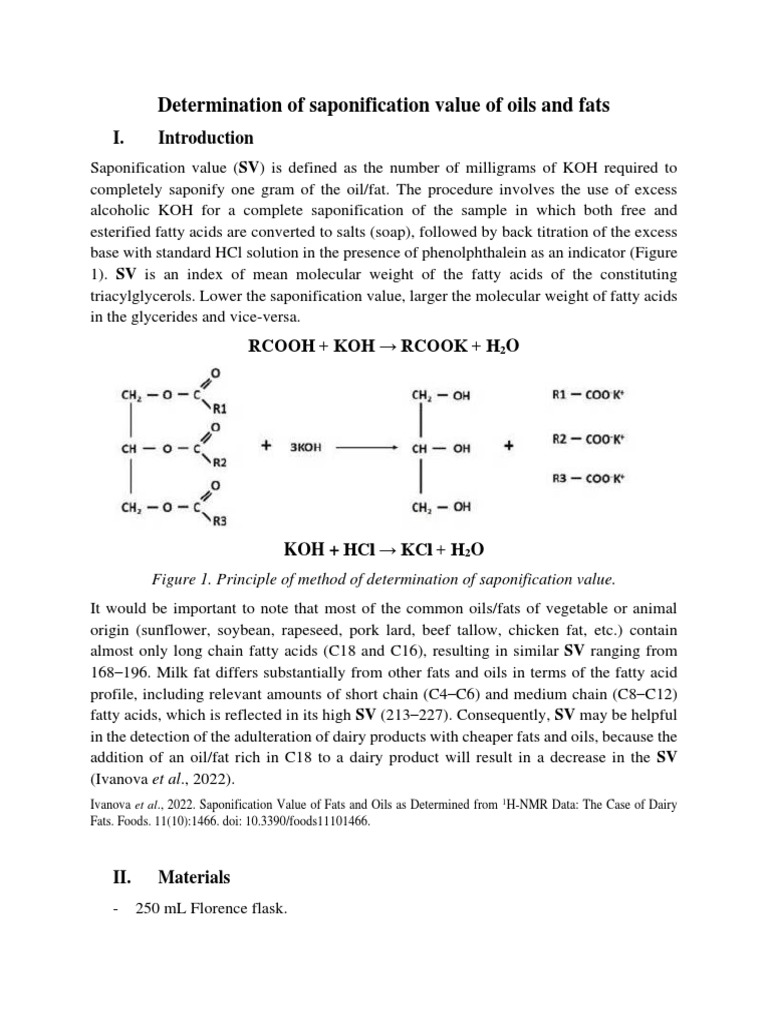 Lab 9-2-Determination of Saponification Value of Oils and Fats - Copy | PDF