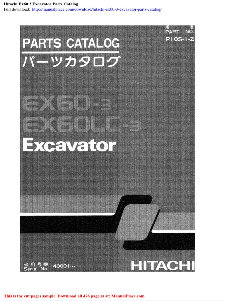 Hitachi Ex60 3 Excavator Parts Catalog | PDF