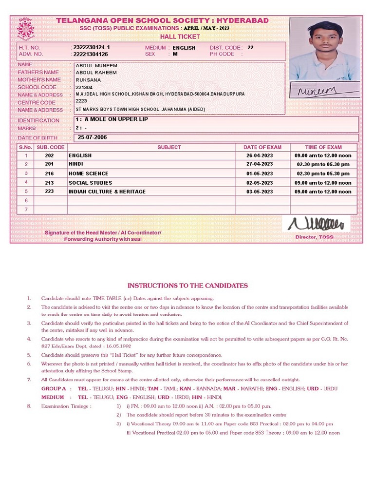 Student Exam Schedule 2023 | PDF