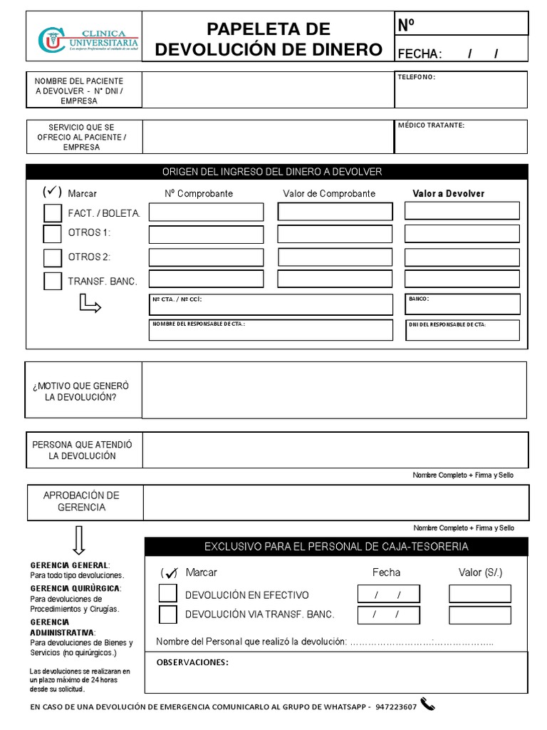 Formato de Devolucion - Editable | PDF