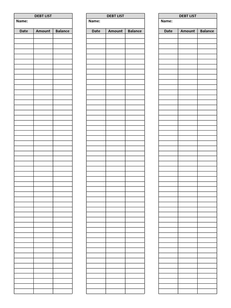 Debt List | PDF