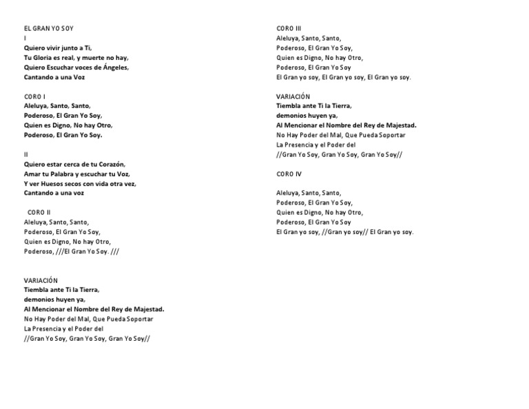 EL GRAN YO SOY (Letra) | PDF