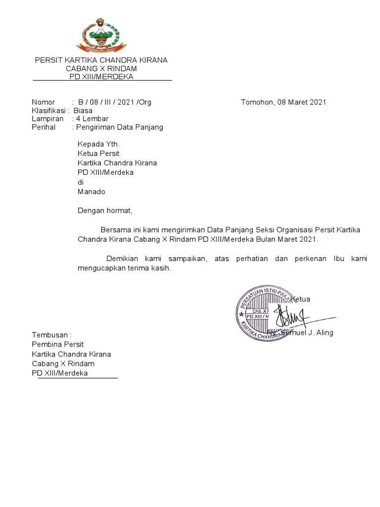 Data Panjang Seksi Organisasi Cab X Rindam | PDF