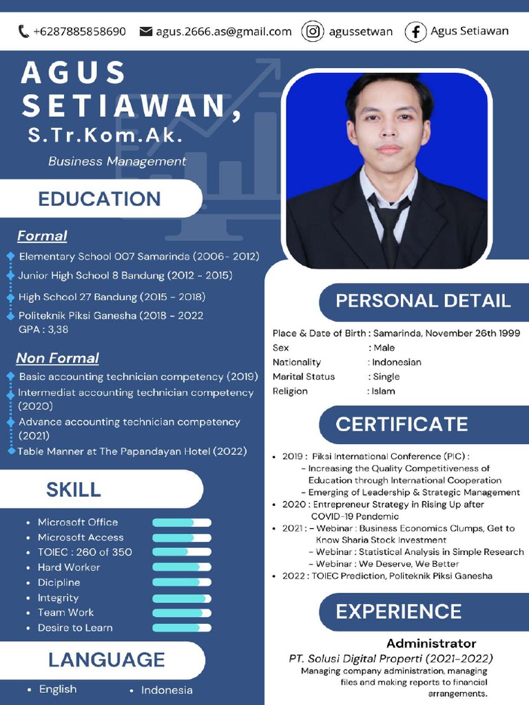 Blue White Modern Professional Data Analyst Resume A4 Document | PDF