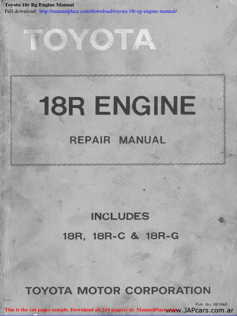 Toyota 18R RG Engine Guide | PDF