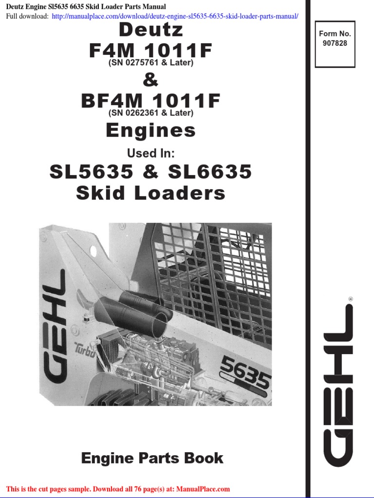 Deutz Engine Sl5635 6635 Skid Loader Parts Manual | PDF | Internal ...