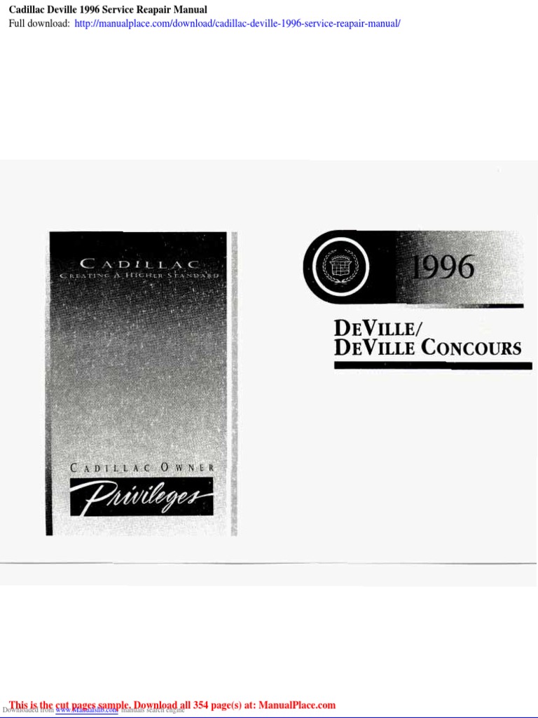 Cadillac Deville 1996 Service Reapair Manual | PDF | Private Transport | Car