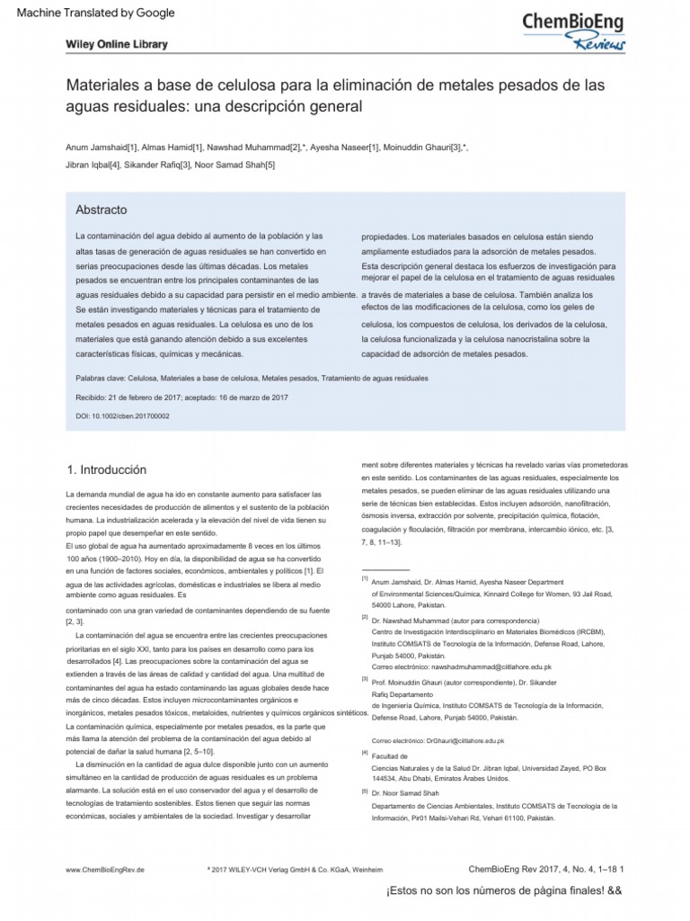 2017 Jamshaid - Cellulose-based Materials for the Removal of Heavy Metals from Wastewater – An ...