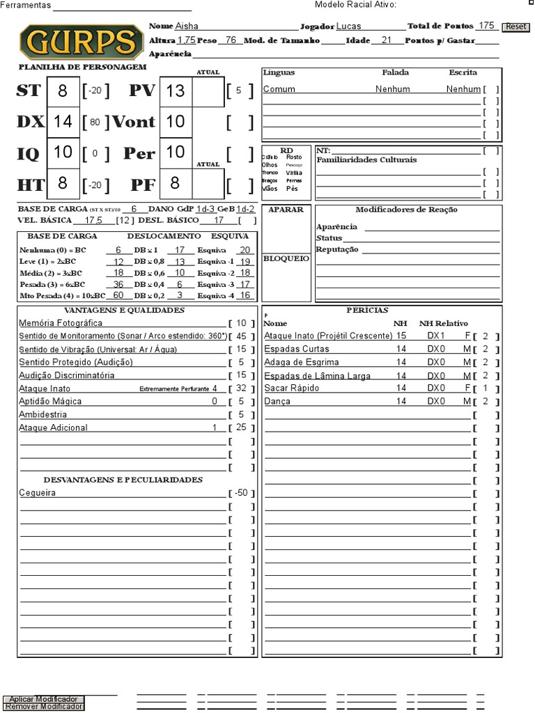 Ficha Personagem RPG Novo | PDF