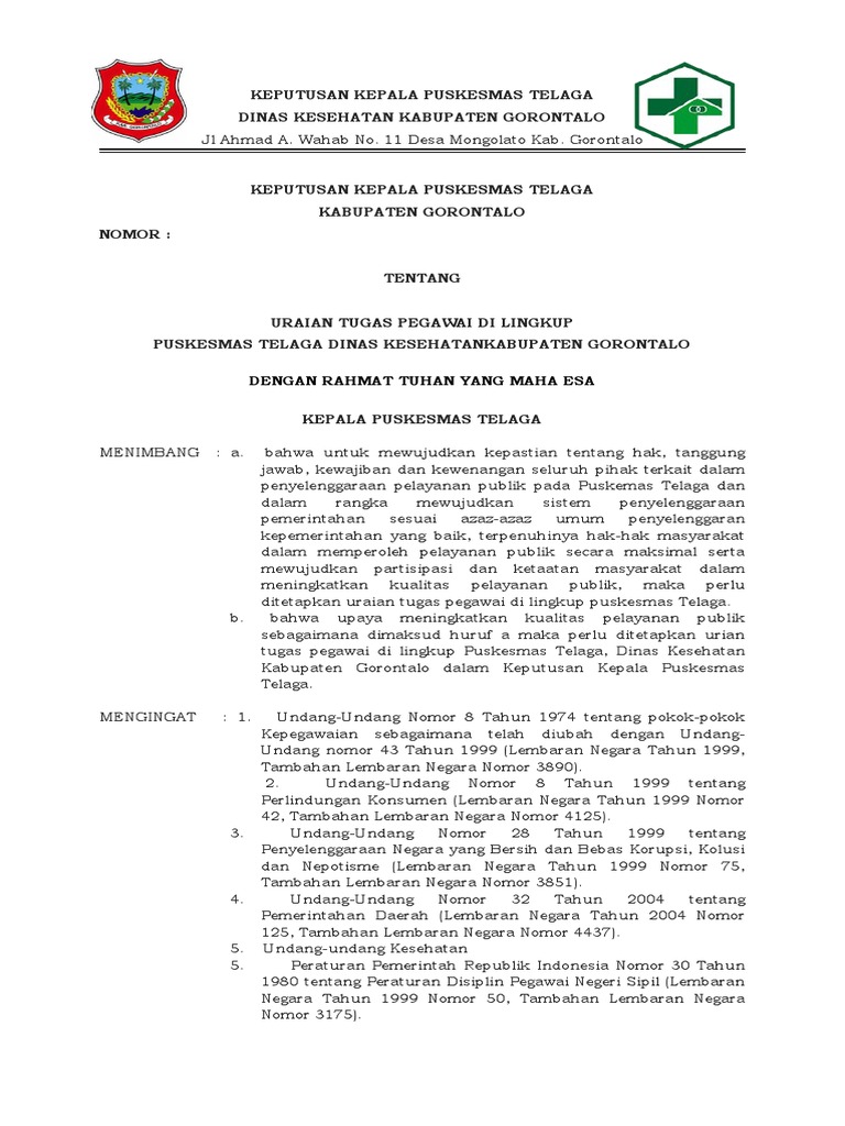 SK Uraian Tugas | PDF