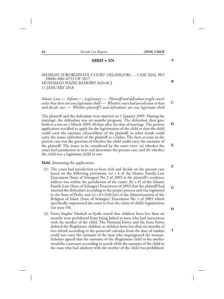 MRH V SN (2018) 3 SHLR 44 | PDF