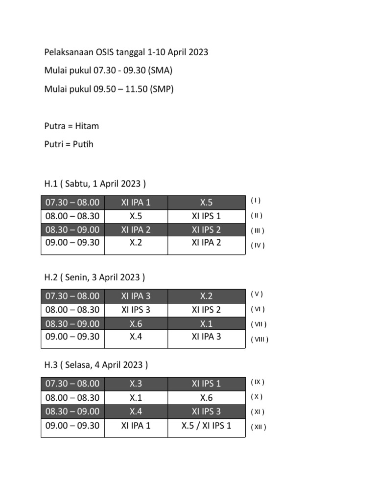 Jadwal Lomba OSIS April 2023 | PDF | Ilmu Sosial