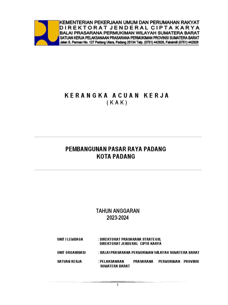 Addendum KAK Fisik Pasar Raya Padang MYC | PDF