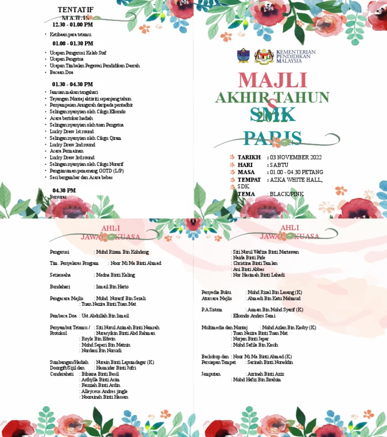 Template Buku Program Lunch SMKP | PDF