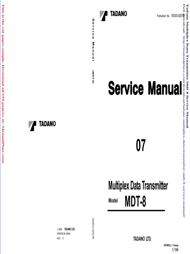 Tadano Multiplex Data Transmitter MDT 8 Service Manual | PDF