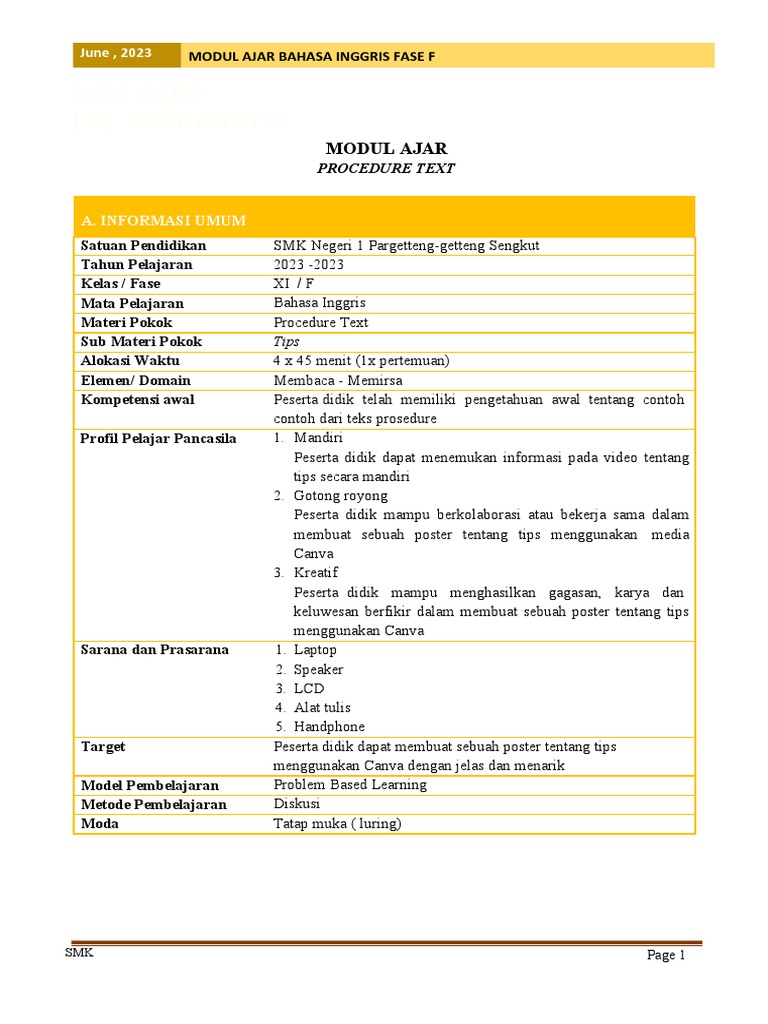 Modul Ajar Fase F | PDF